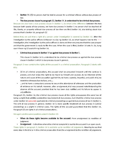 Consti Sec 14 19 Section 14 1 No Person Shall Be Held To Answer For A Criminal Offense