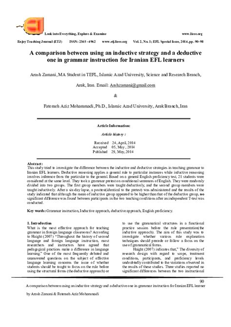 Pdf 90 98 A Comparison Between Using An Inductive Strategy And A Deductive One In Grammar