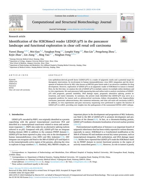 Pdf Identification Of The H3k36me3 Reader Ledgfp75 In The Pancancer Landscape And Functional