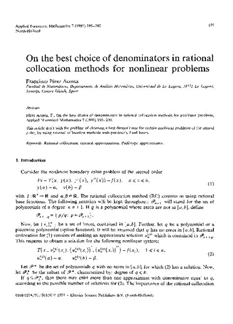Pdf On The Best Choice Of Denominators In Rational Collocation