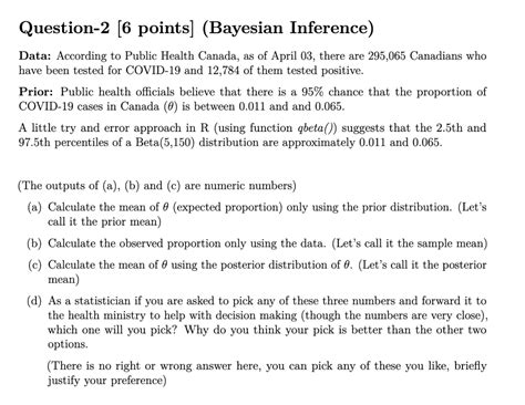 solved question 2 [6 points] bayesian inference data