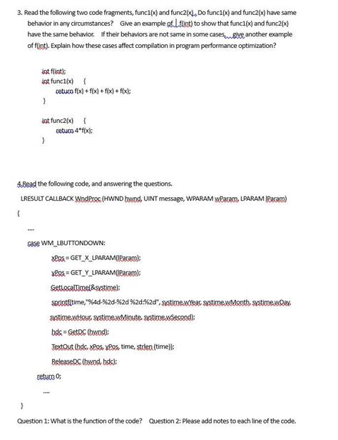 solved 3 read the following two code fragments func1 x