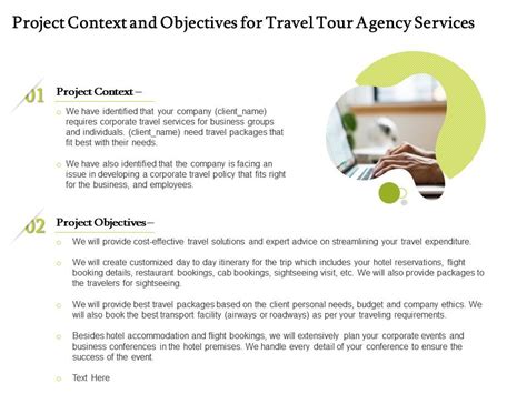 Project Context And Objectives For Travel Tour Agency Services Ppt