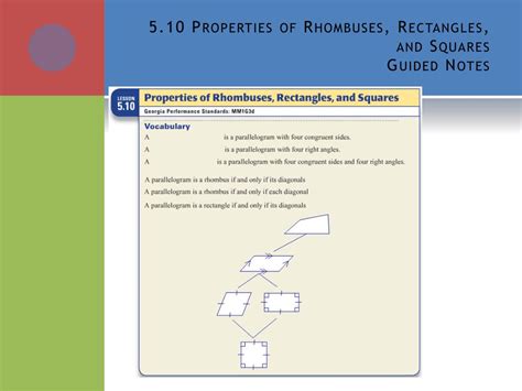 Ppt 5 10 Properties Of Rhombuses Rectangles And Squares Guided Notes Powerpoint Presentation