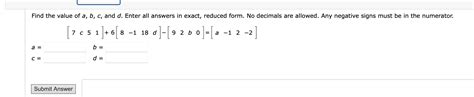 Solved Find The Value Of A B C And D Enter All Answers In Chegg