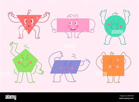 Geometric Characters Funny Abstract Figures With Faces Different