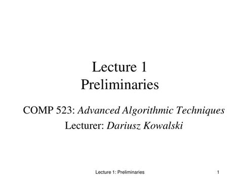 Ppt Lecture 1 Preliminaries Powerpoint Presentation Free Download