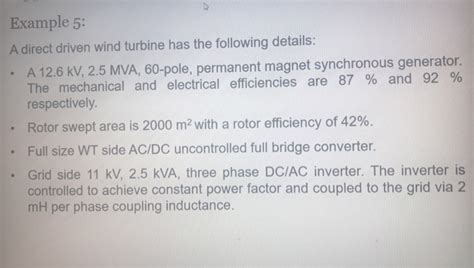 Example 5 A Direct Driven Wind Turbine Has The