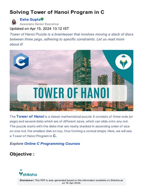 Towerofhanoi Download Free Pdf Applied Mathematics Software