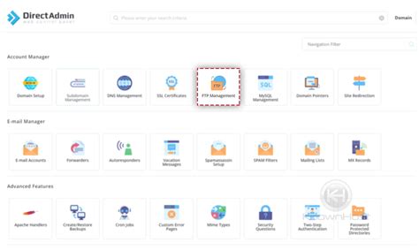 How To Create An Ftp Account In Directadmin Knownhost