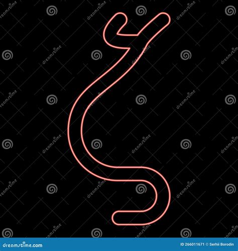 Neon Zeta Greek Symbol Small Letter Lowercase Font Red Color Vector Illustration Image Flat
