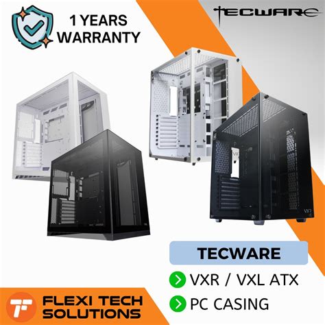 TECWARE VXR VXL TG Premium ATX Gaming Casing PC Desktop Dual Chamber Case Black White
