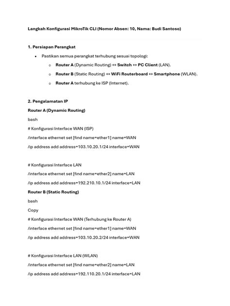 Langkah Konfigurasi Mikrotik Cli Pdf