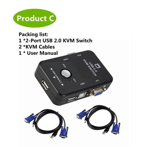 Pzzpss Usb Kvm Switch 2 Port Vga Svga Switch Box U Grandado