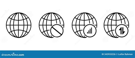 Globe Icon Set For An Internet Connection Network Connection Status Indicator For Ui Stock