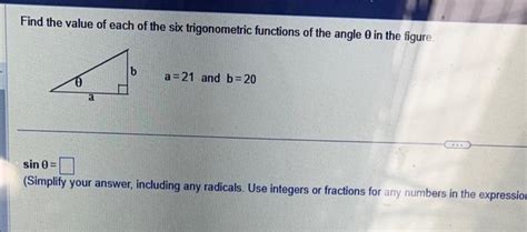 [solved] find the value of each of the six trigonometric f