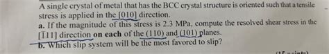 Solved A Single Crystal Of Metal That Has The BCC Crystal Chegg