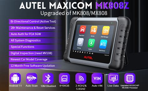 Autel MaxiCOM MK808Z Scan Tool - New Bidirectional Tool Updated of MX808/MK808, Android 11 Based ...