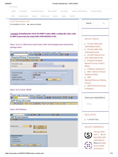Function Module Exit Sapcodes Pdf Pdf Subroutine Modular