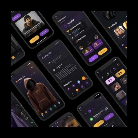 Mobile App User Interface Showcase With Dark Theme Design Premium Ai
