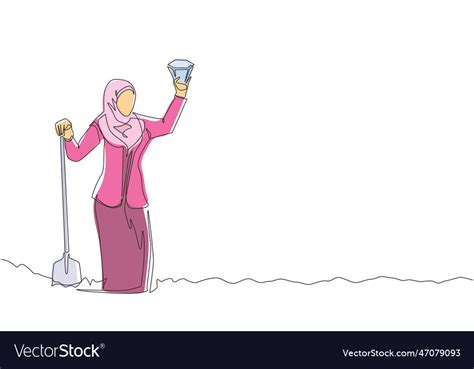 Continuous One Line Drawing Arabian Businesswoman Vector Image