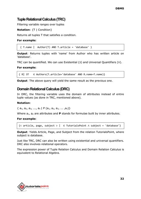 Database Management System Tutorial Pdf Database Management System Tutorial Pdf