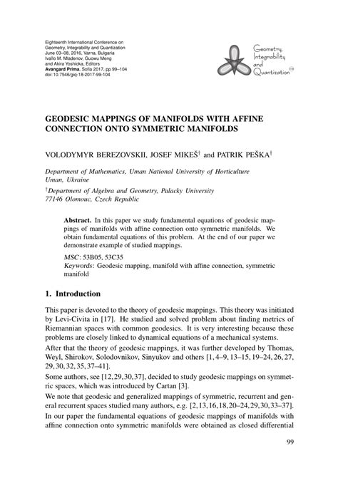 Pdf Geodesic Mappings Of Spaces With Affine Connection Onto Symmetric