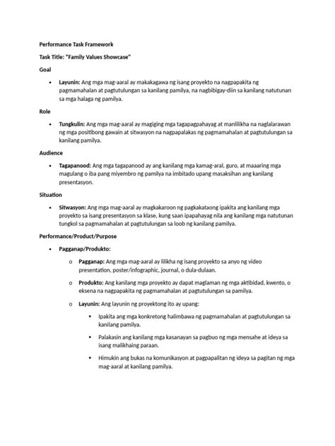 Performance Task Framework Pdf