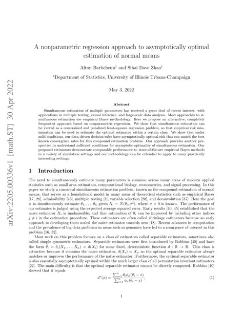 Pdf A Nonparametric Regression Approach To Asymptotically Optimal Estimation Of Normal Means