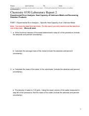 EXPERIMENT Error Analysis Labreport Pdf Name Lab Section