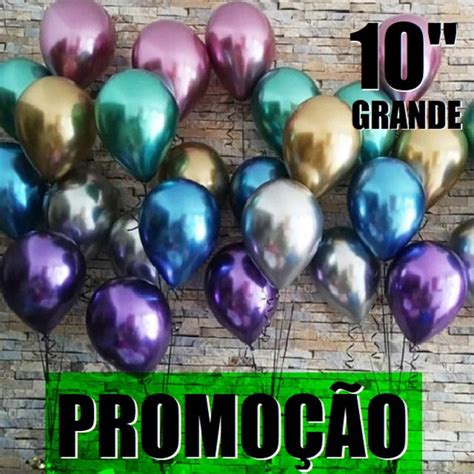 Kit 25 Bexigas Metalizadas Balões Cromados 10 Polegadas Elo7