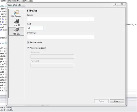 Open Remote Website Dialog Box In Visual Studio 2015 Stack Overflow