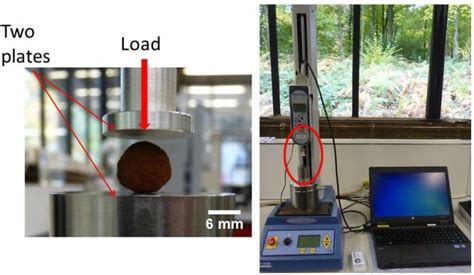 The Setup Used For Compression Test On Iron Ore Granules The Granule Download Scientific