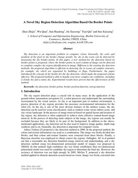pdf a novel sky region detection algorithm based on border points