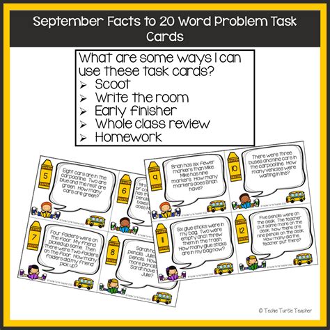 Addition Subtraction Facts Within Fall Word Problem Task Cards September Made By Teachers