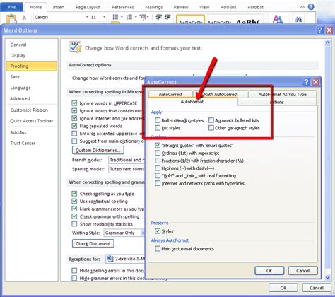 word set up autoformat options digital publishing 101