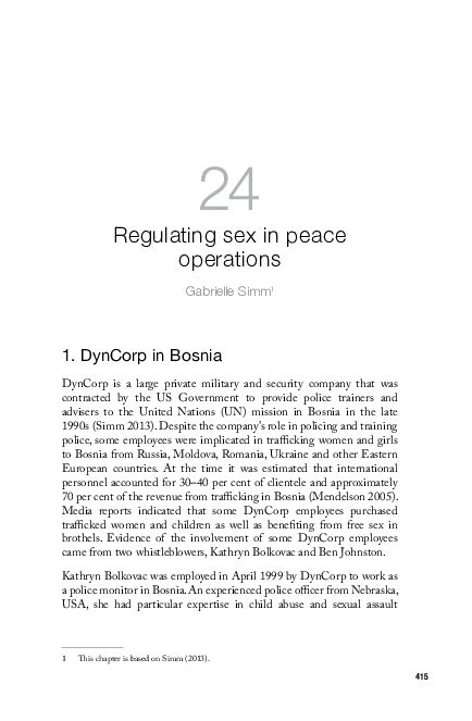 Pdf Regulating Sex In Peace Operations