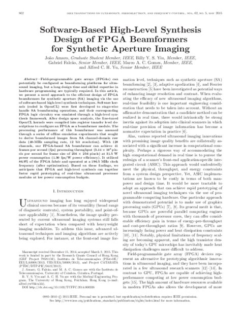 Pdf Software Based High Level Synthesis Design Of Fpga Beamformers
