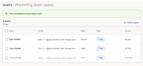 invite users to your space documentation yet another mail merge support
