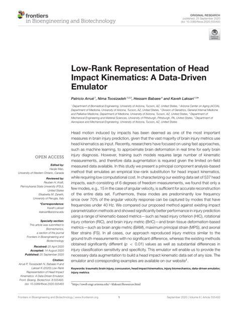pdf low rank representation of head impact kinematics a data driven