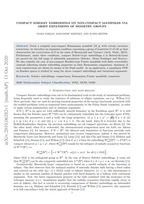 Pdf Compact Sobolev Embeddings On Non Compact Manifolds Via Orbit