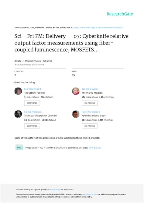 Pdf Sci—fri Pm Delivery — 07 Cyberknife Relative Output Factor