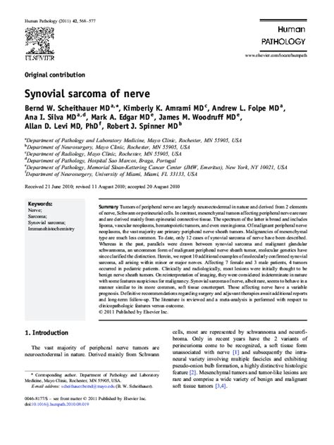 Pdf Synovial Sarcoma Of Nerve