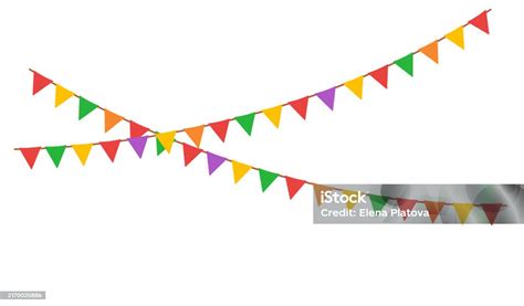 매달려 화환 테두리 아이들을 위한 카니발 파티 삼각형 깃발 흰색 배경에 고립 된 벡터 일러스트 레이 션 0명에 대한 스톡 벡터