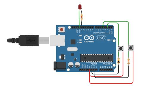 Circuit Design Encender Y Apagar Led Con 2 Botones Tinkercad