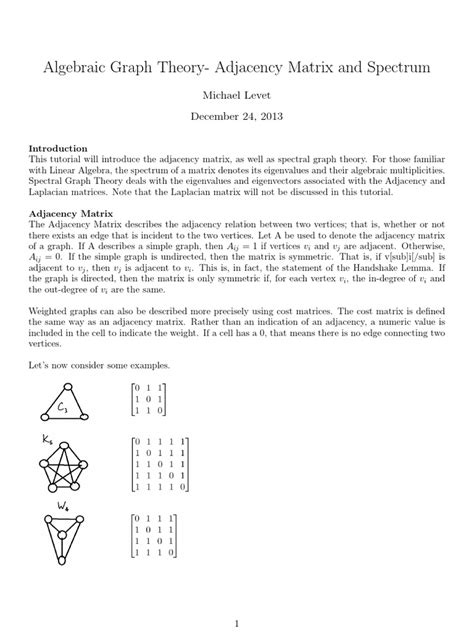 adjacency matrix pdf matrix mathematics eigenvalues and