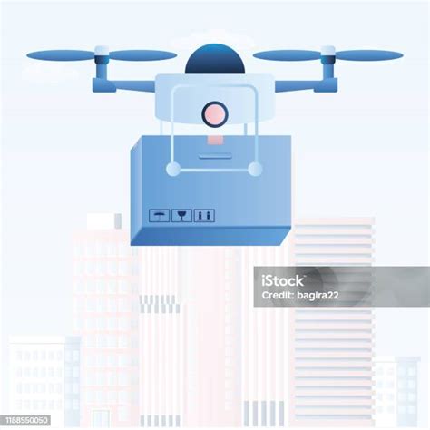 구매자에게 상품 의 배달 상자 배달 무인 항공기 트렌디 한 스타일의 미래 기술 수송 Multicopter에 대한 스톡 벡터 아트 및 기타 이미지 Multicopter