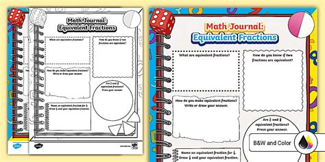 Third Grade Equivalent Fractions Math Journal Page