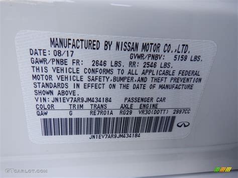 2018 Infiniti Q50 30t Awd Color Code Photos