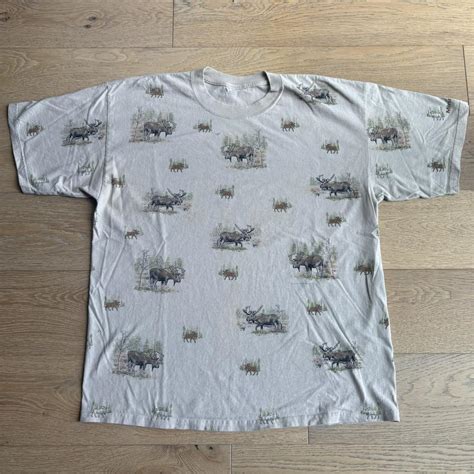 Vintage 90s Nature Minnesota Moose Aop Tee Not Depop